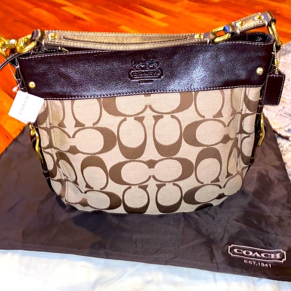 Coach | Bags | Coach Signature Large Bag In Khakimahogany Color | Poshmark